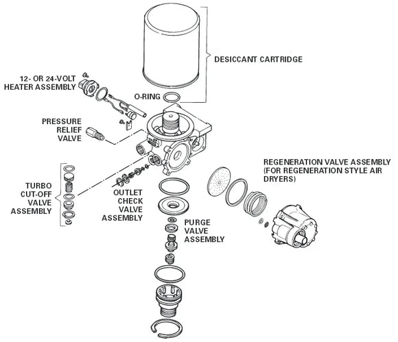 Air Dryer Assembly SS1200 | Meritor R955205 ~ Wabco 4324130010 ...